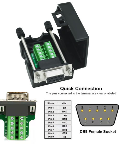Getuscart Dtech Db9 Breakout Connector Db 9 Female Rs232 Serial