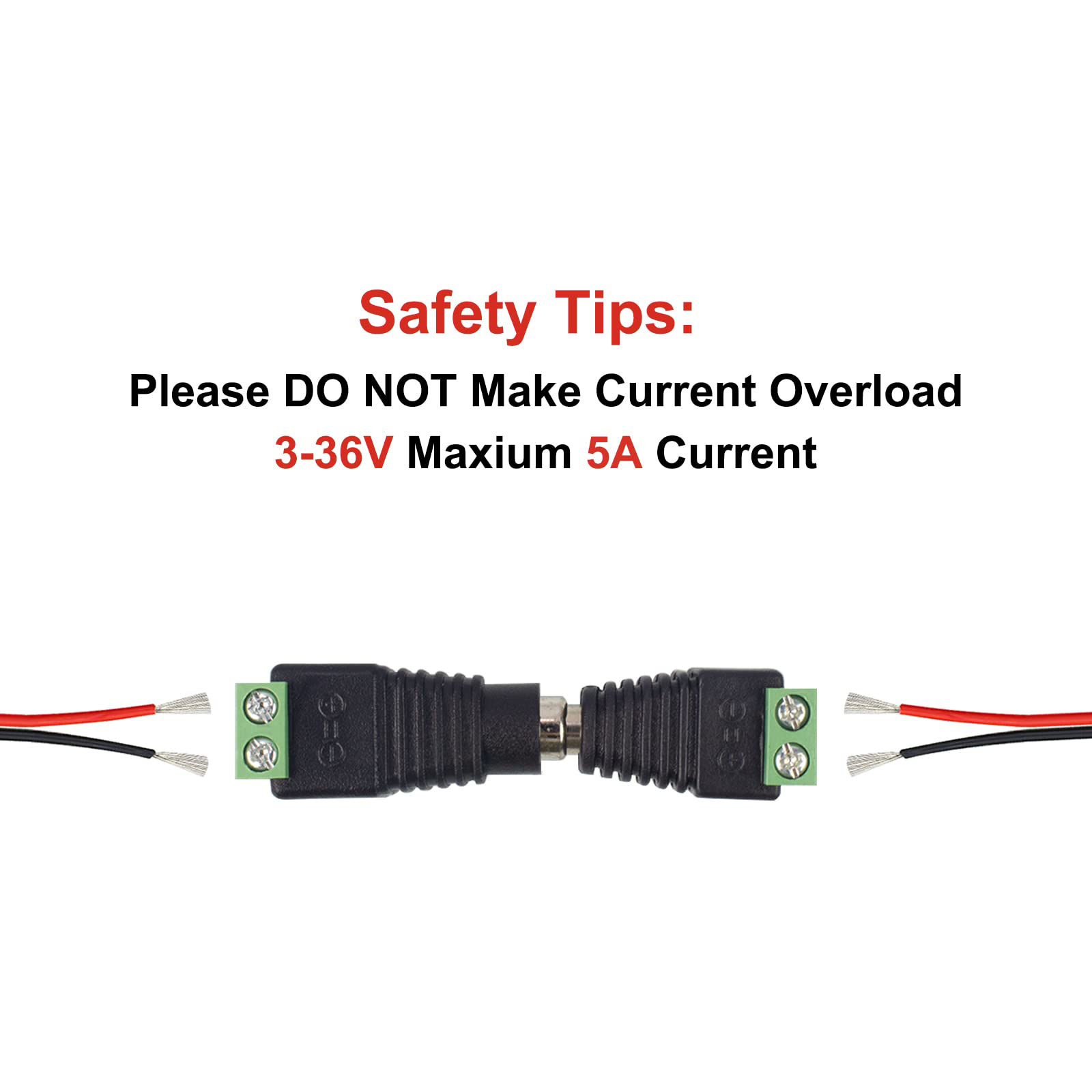 GetUSCart- ThePoEstore 10 Pairs（5.5mm X 2.1mm） 12V 5A DC Power Plug ...