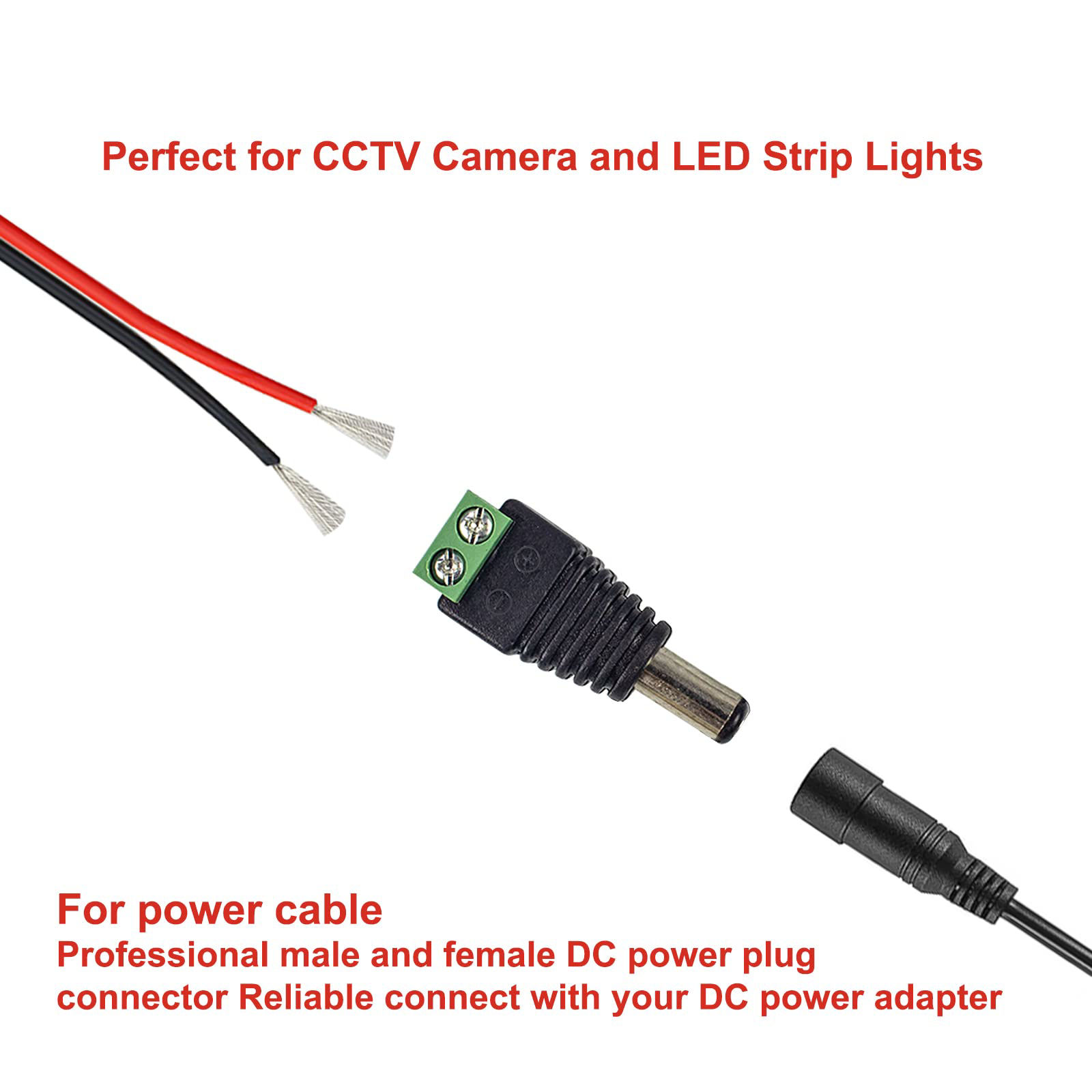 GetUSCart- ThePoEstore 10 Pairs（5.5mm X 2.1mm） 12V 5A DC Power Plug ...