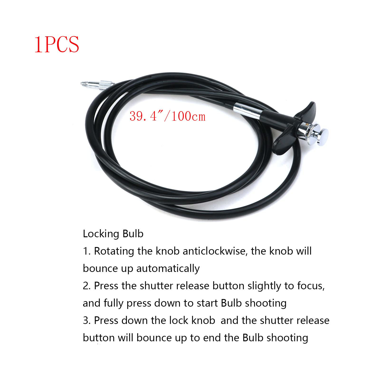 GetUSCart- Pastlla 39.4"(100cm) Threaded Release Cable Vibration-Free Black Shutter Release ...