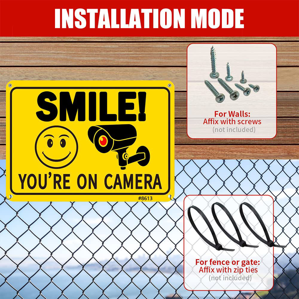 GetUSCart- Smile Your on Camera Signs, Camera Signs for Home Security ...
