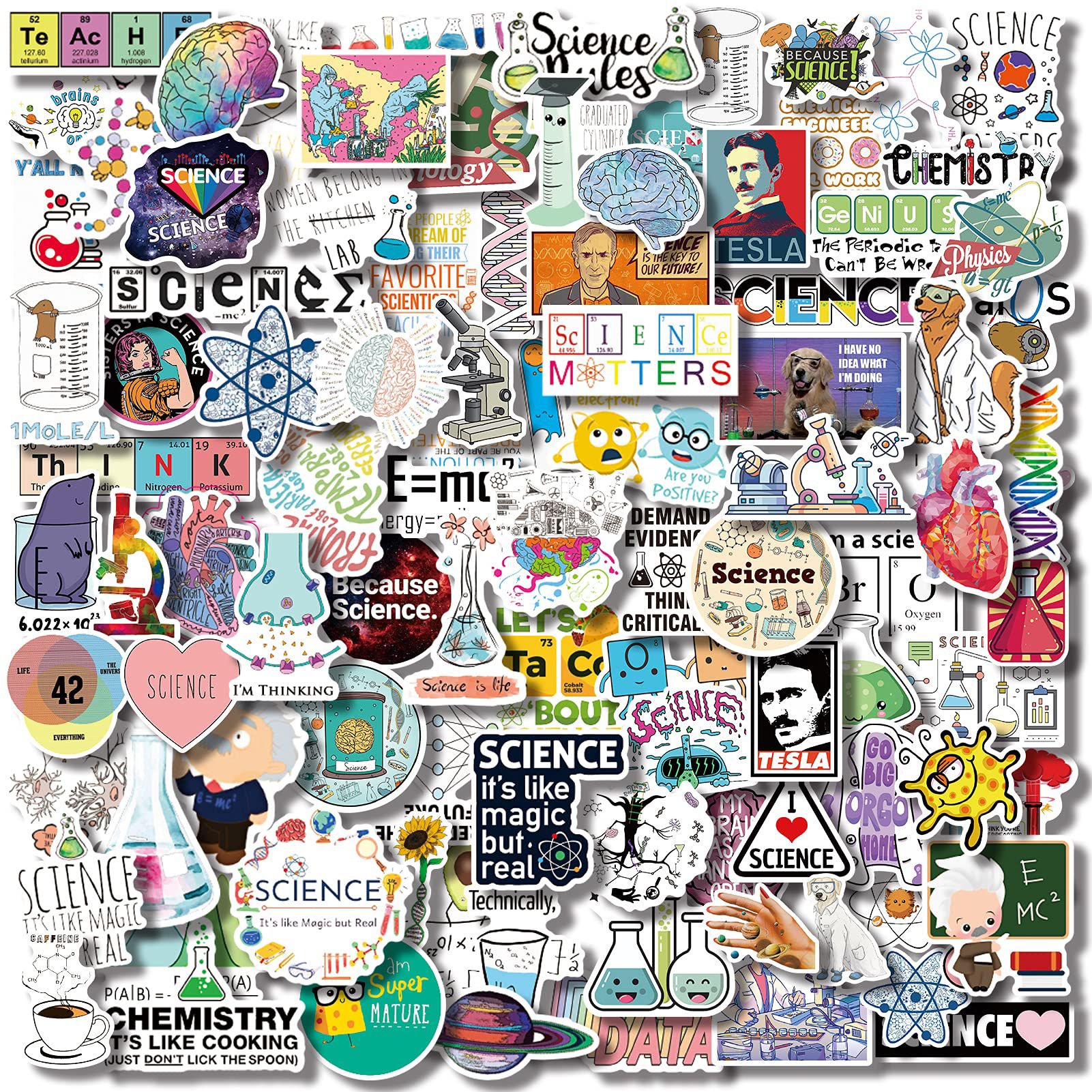 GetUSCart- 100 Pcs Natural Sciences Stickers Pack, Physics, Chemistry ...