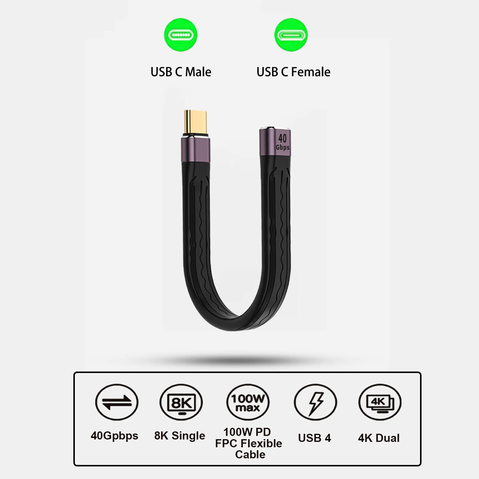 GetUSCart- APEXSUN USB C Extension Cable(0.4Ft), Short USB-C Male to ...