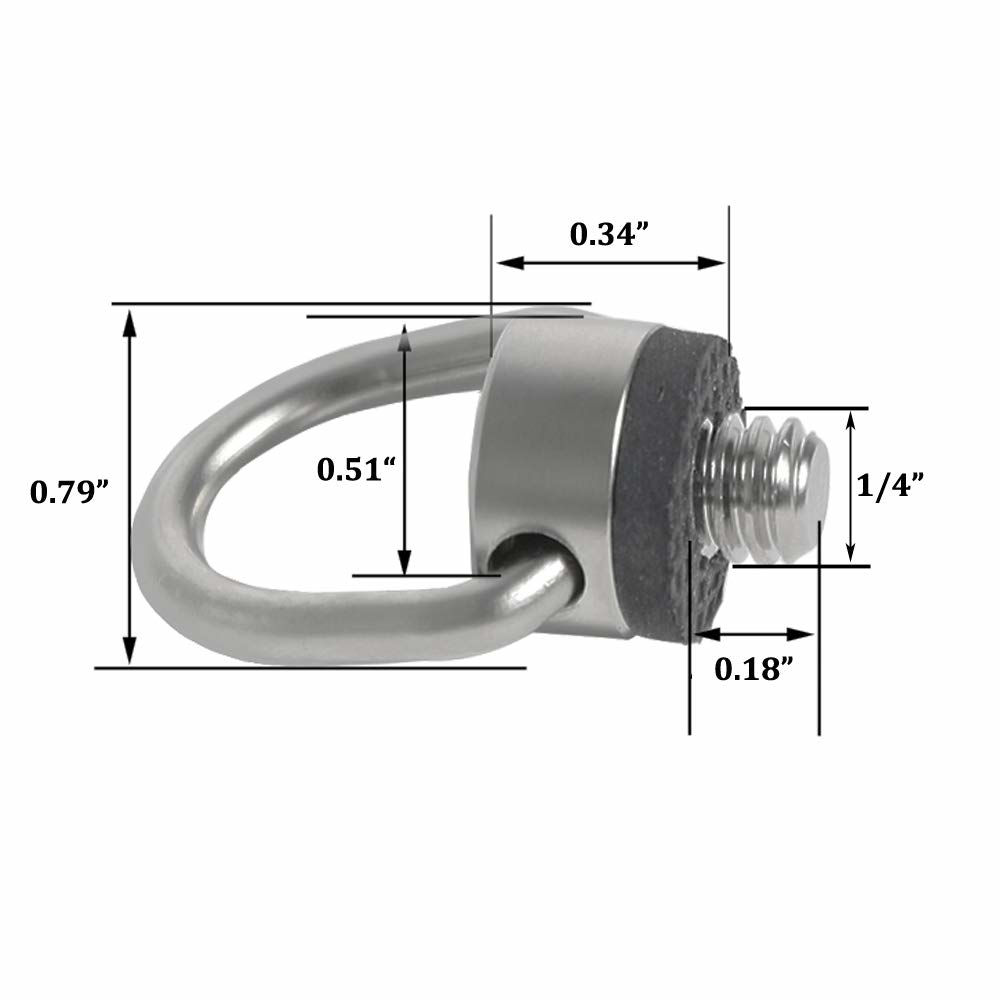 GetUSCart- Stainless Steel D Ring Screw Hinged Holder Camera Fixing Screw 1/4"-20 Thread for ...