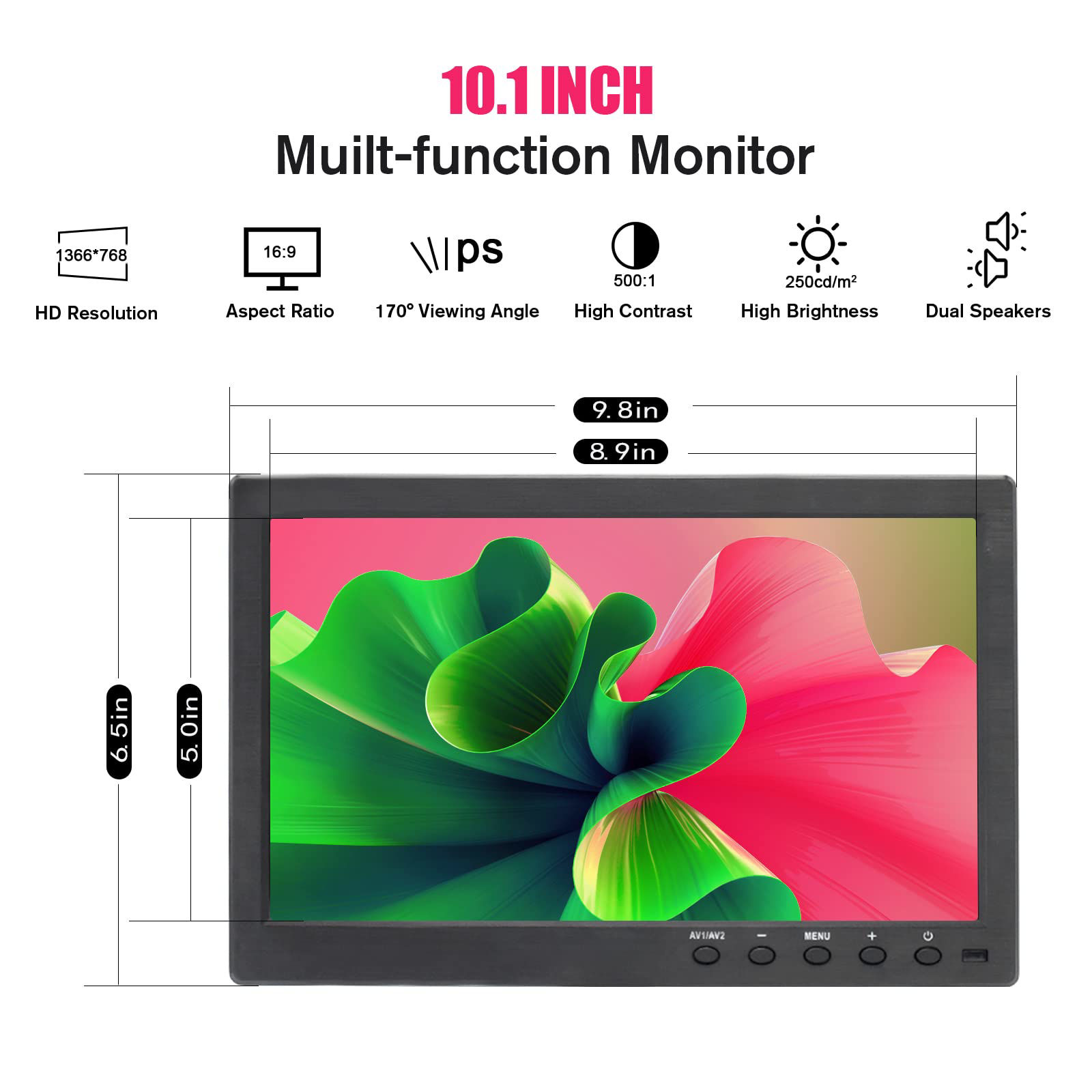 GetUSCart- CaRacsry 10.1 Inch Small Monitor,1366x768 16:9 Monitor for Computer Raspberry Pi CCTV ...