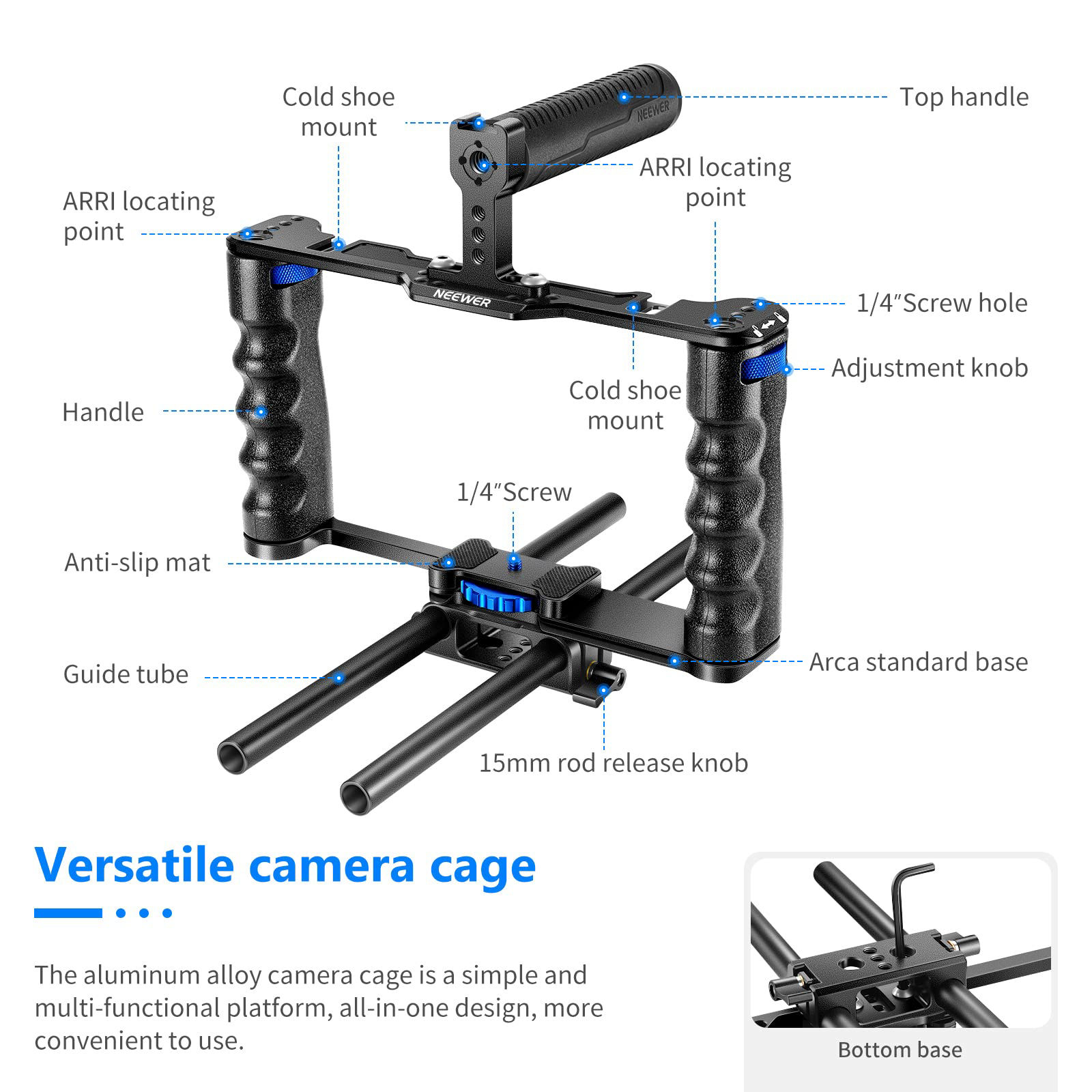 GetUSCart- NEEWER Aluminum Alloy Camera Cage, Filmmaking Rig with Top ...
