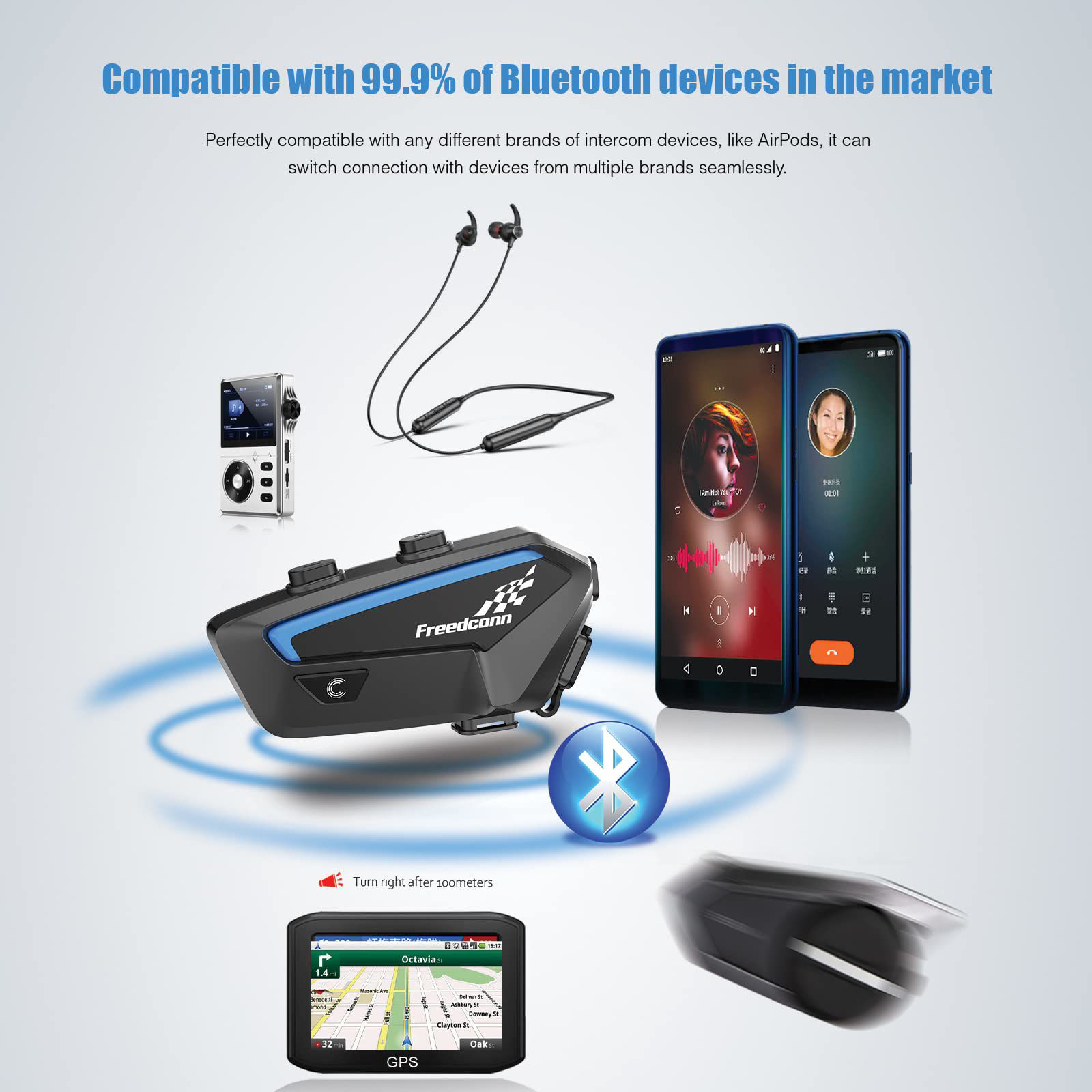GetUSCart- FreedConn Motorcycle Helmet Bluetooth Communication System ...