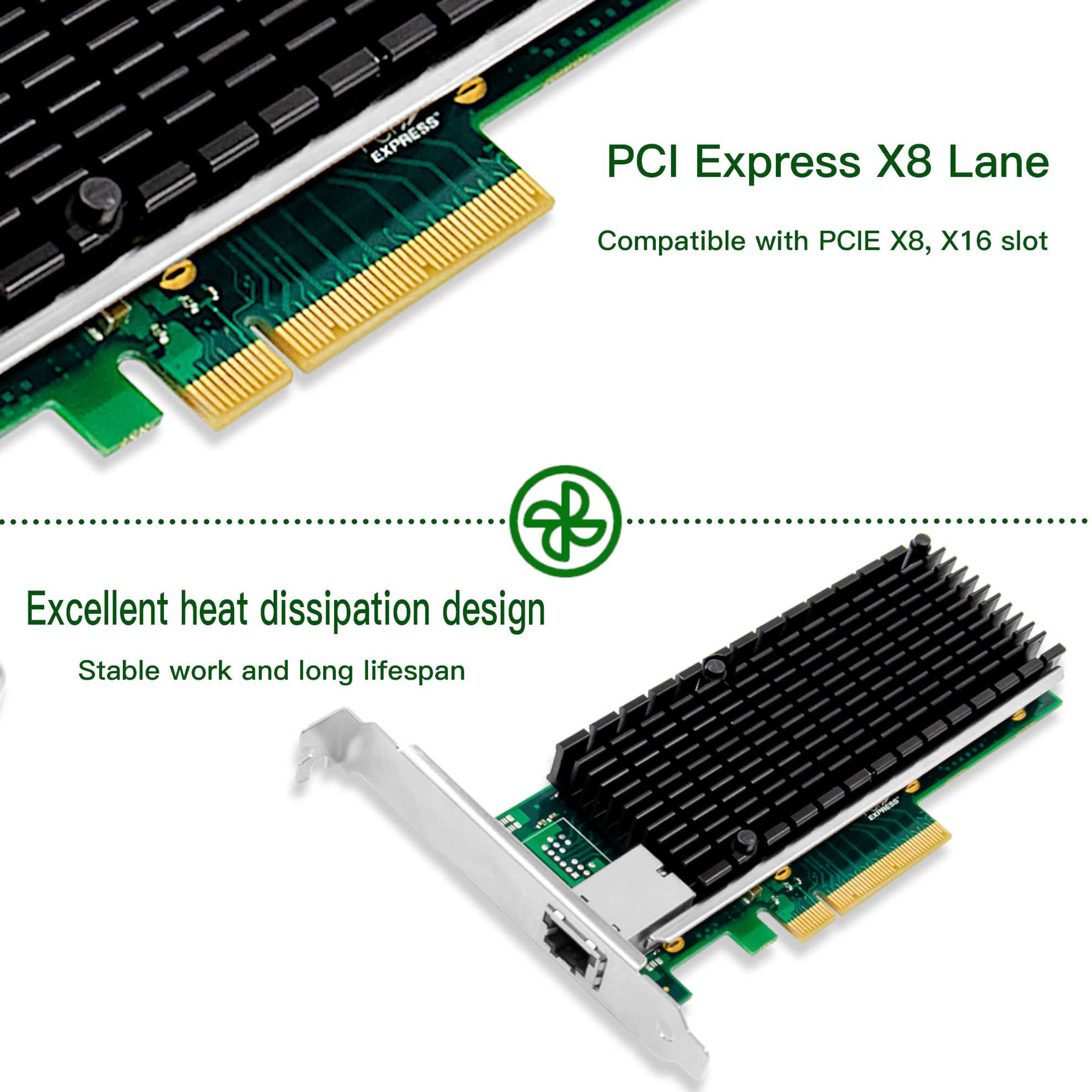 GetUSCart- XZSNET 10G Network Card with Intel X540 Chip, 10GB PCI-E NIC ...