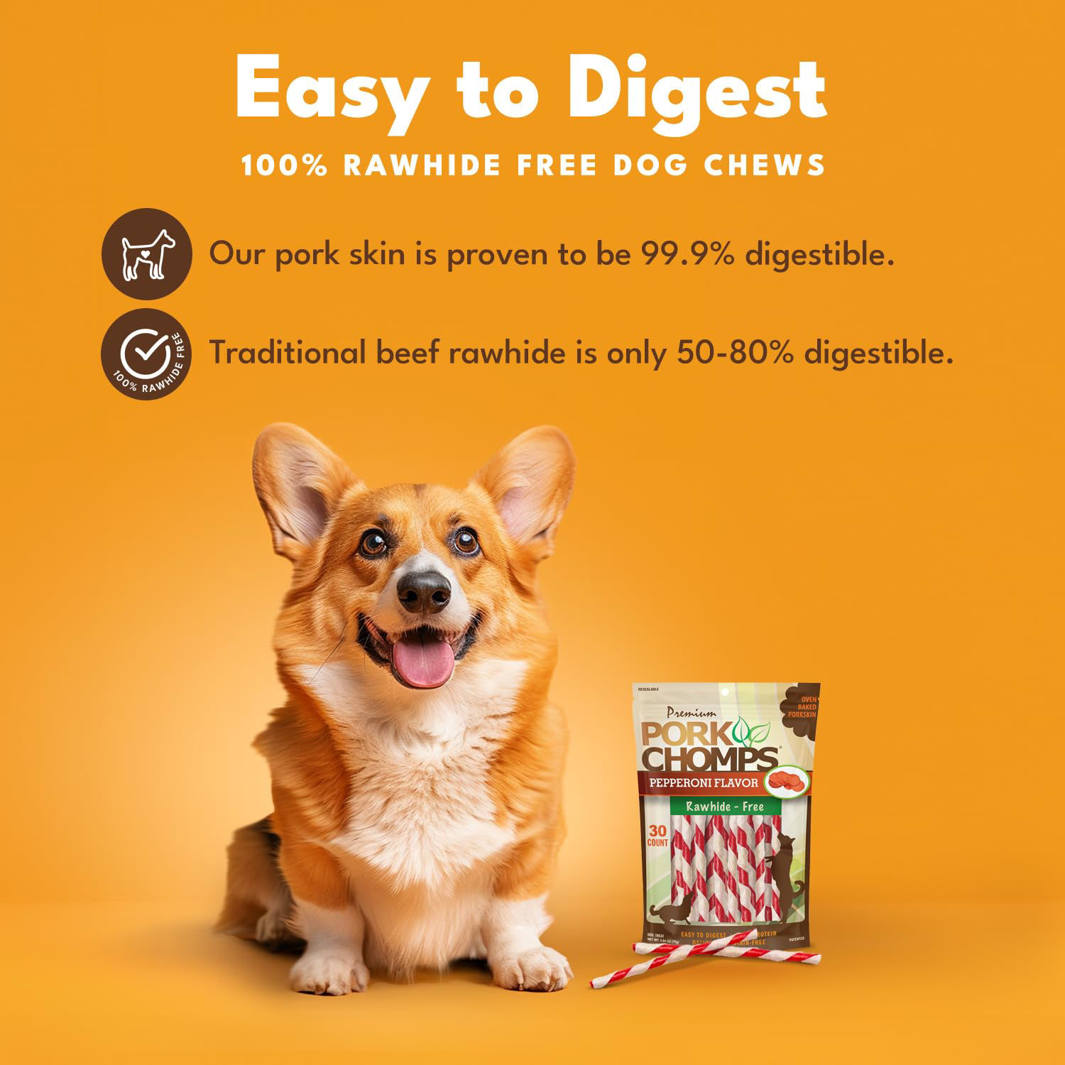 GetUSCart- Pork Chomps Baked Pork Skin Dog Chews, 5-inch Mini Twists ...