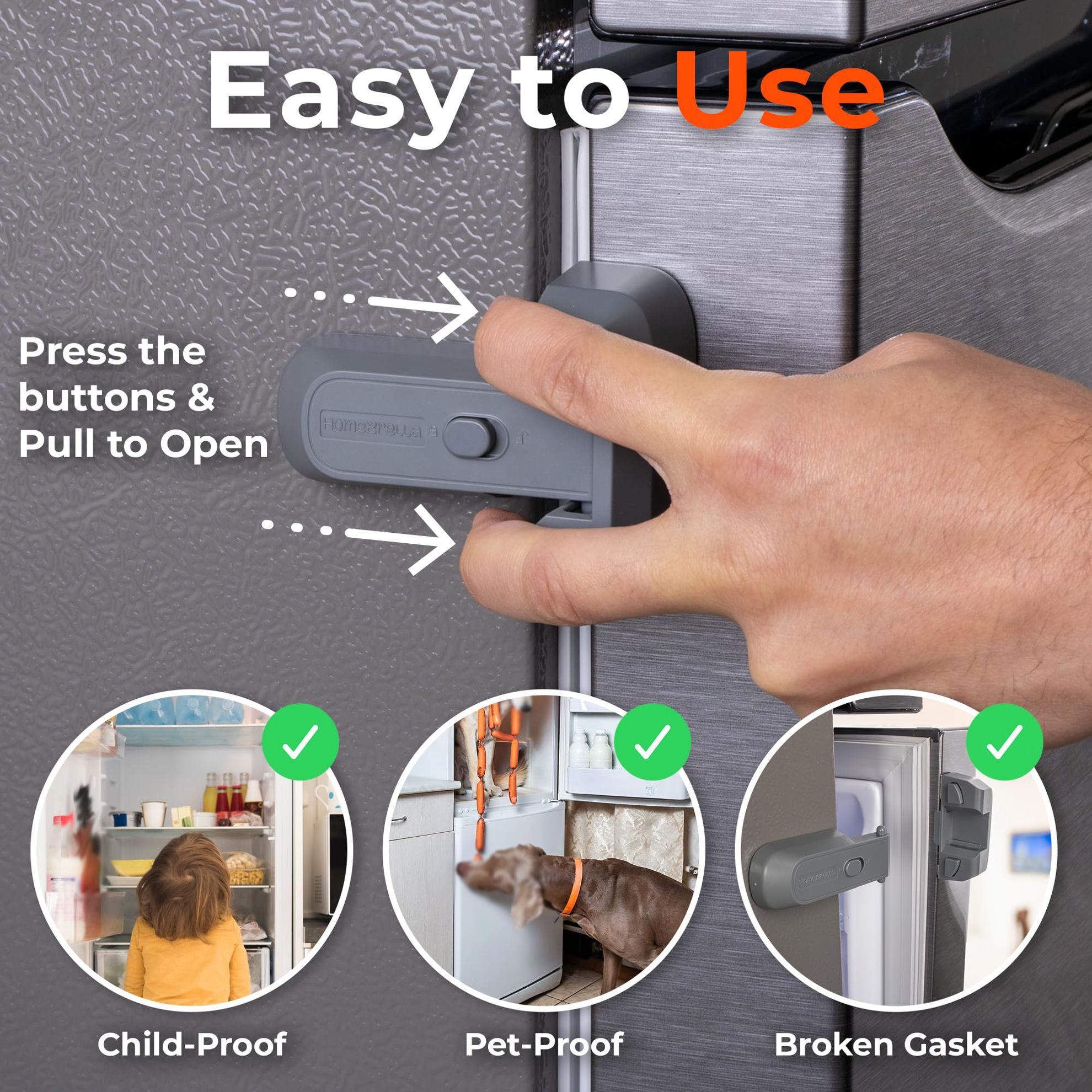 GetUSCart- 2-Pack Child Proof Fridge Lock with Adhesive - No Tools ...