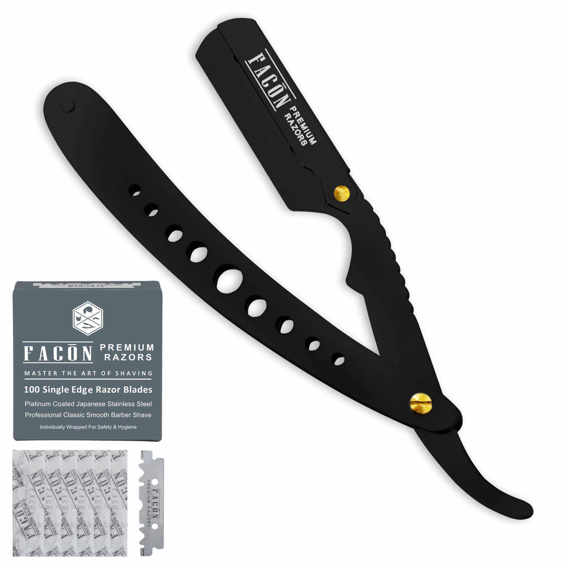 GetUSCart- 100 BLADES + Facón Professional Classic Straight Edge Barber ...