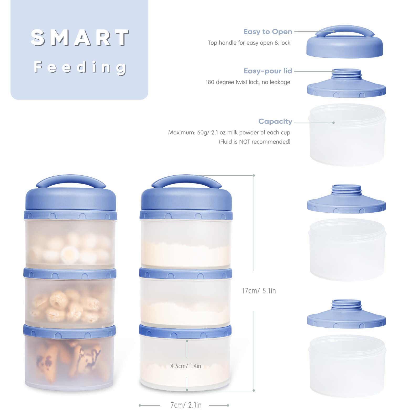 GetUSCart- Termichy Stackable Formula Dispenser Portable Milk Powder ...