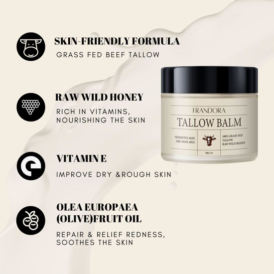 GetUSCart- FRANDORA Beef Tallow and Honey Balm for Skin, All-Natural ...