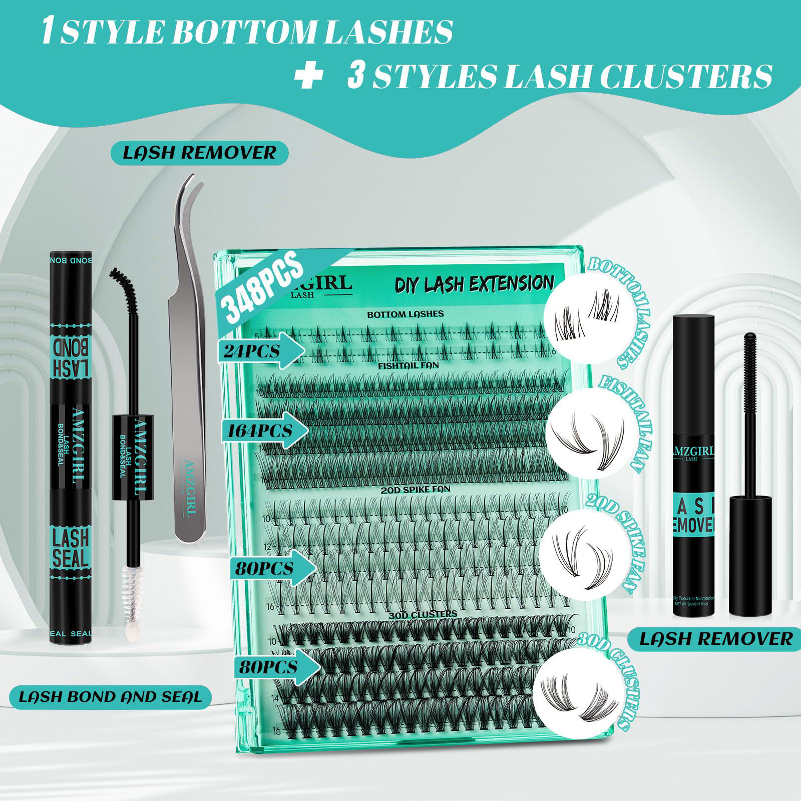 GetUSCart- Lash Extension Kit Individual Lash Clusters Kit Bottom ...