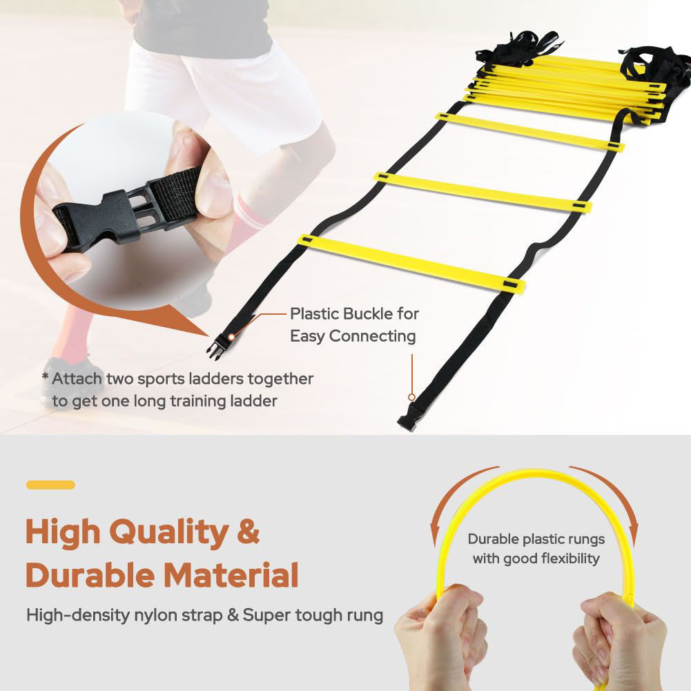 GetUSCart- GHB Pro Agility Ladder Agility Training Ladder Speed 12 Rung 20ft with Carrying Bag