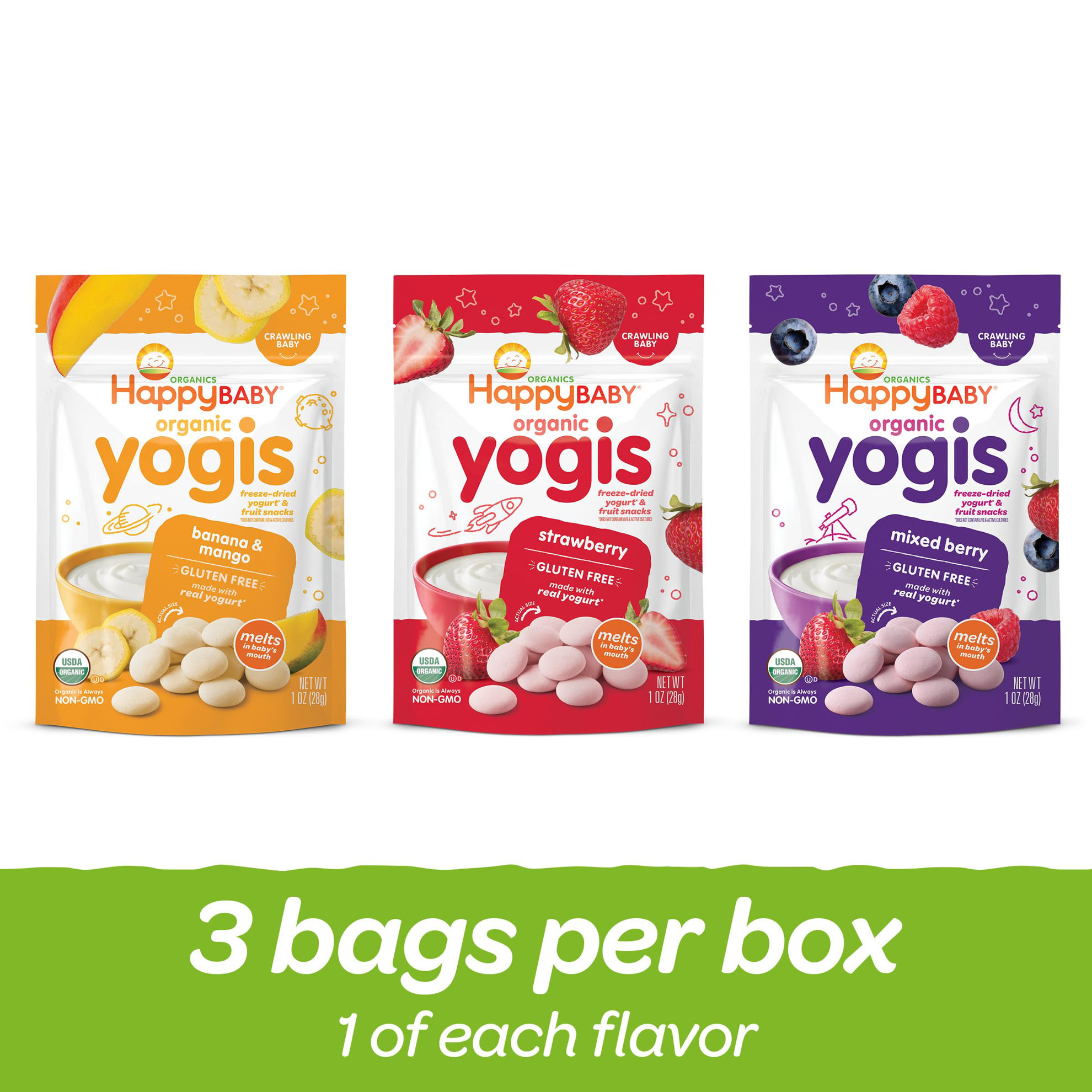 GetUSCart- Happy Baby Organics Baby Snacks, Yogis, Freeze Dried Yogurt ...
