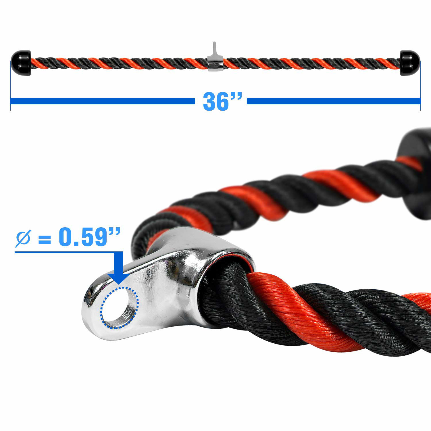 GetUSCart- Yes4All Deluxe Black & Red Tricep Rope Cable Attachment,36 ...