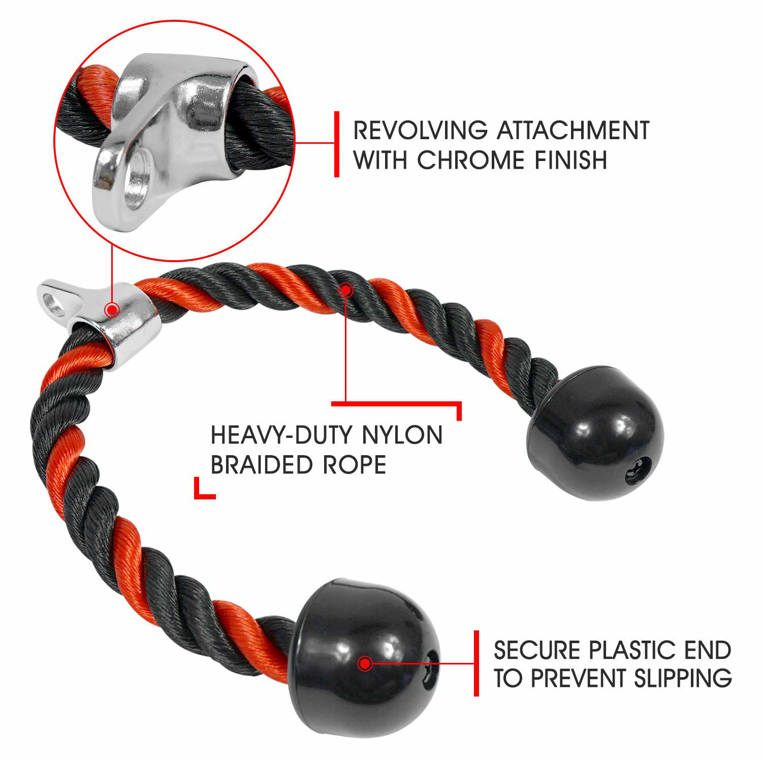 GetUSCart- Yes4All Deluxe Black & Red Tricep Rope Cable Attachment,36 ...