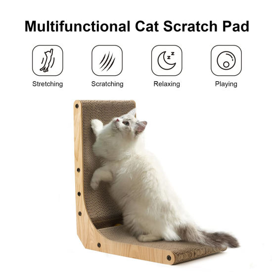 GetUSCart- FUKUMARU Cat Scratcher, 18.7 Inch L Shape Cat Scratch Pad ...
