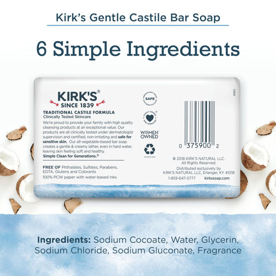 GetUSCart- Kirk's Castile Bar Soap for Men, Women & Children - Made ...