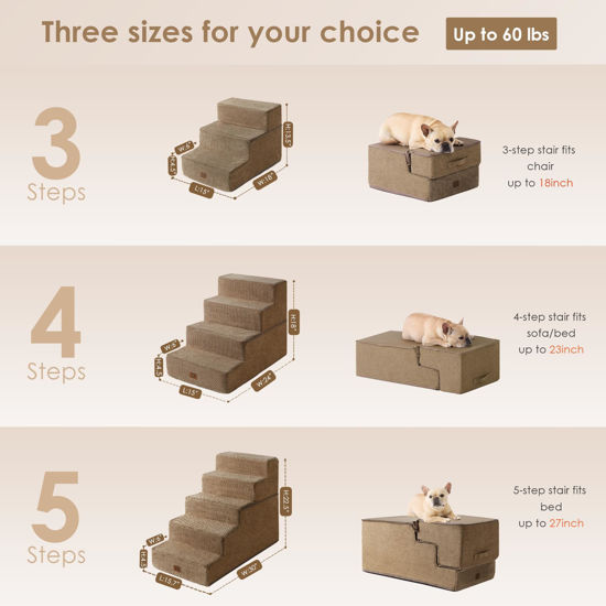 GetUSCart- EHEYCIGA Dog Stairs for Small Dogs 13.5" H, 3-Step Dog Steps ...