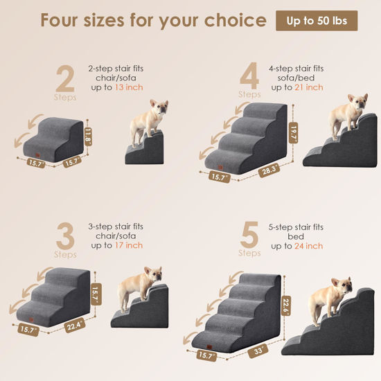 GetUSCart- EHEYCIGA Curved Dog Stairs for Small Dogs 15.7" H, 3-Step ...