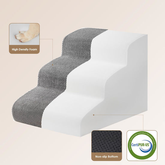 GetUSCart- EHEYCIGA Curved Dog Stairs for Small Dogs 15.7" H, 3-Step ...