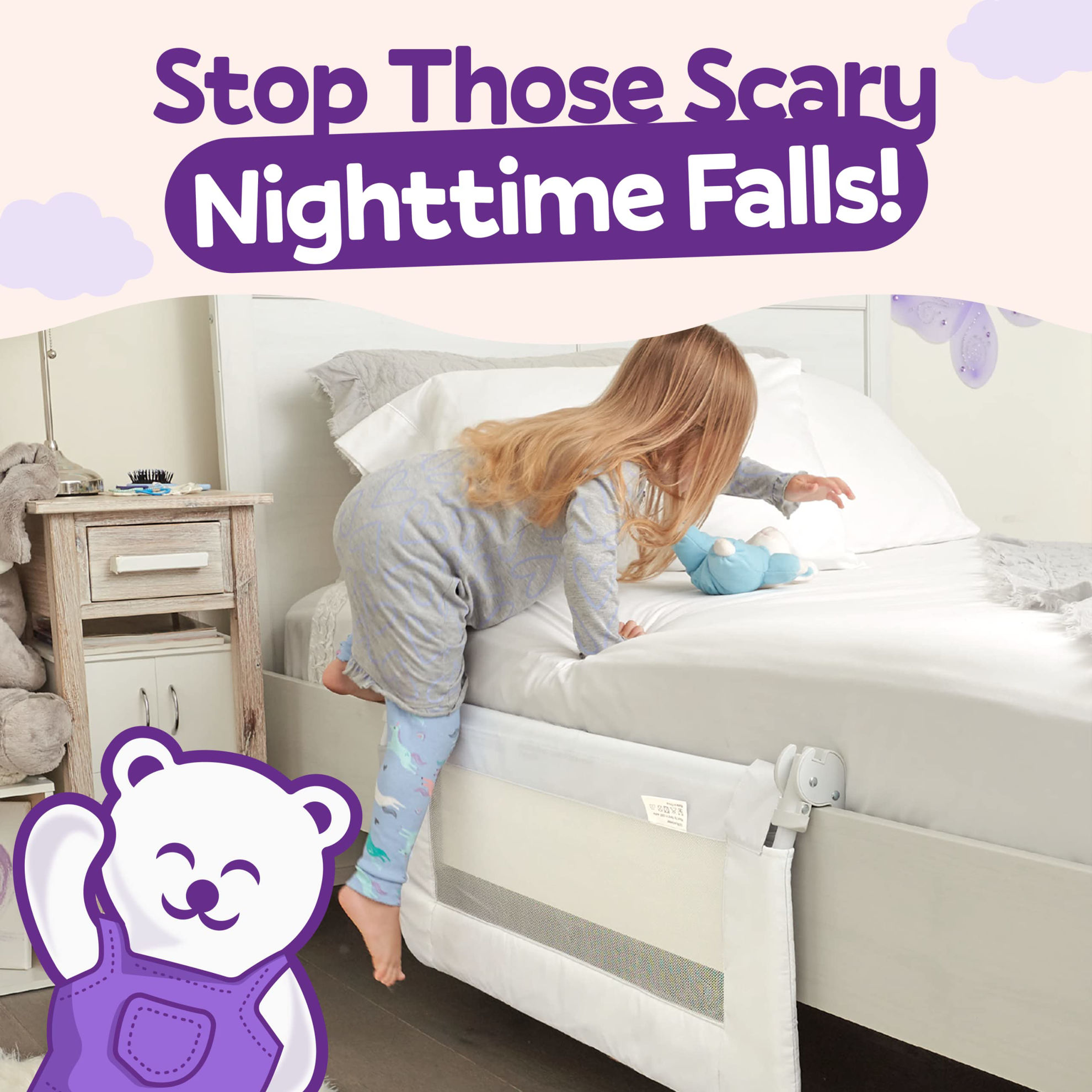 GetUSCart- ComfyBumpy Extra Long Toddler Bed Rails - Baby Bed Rail ...