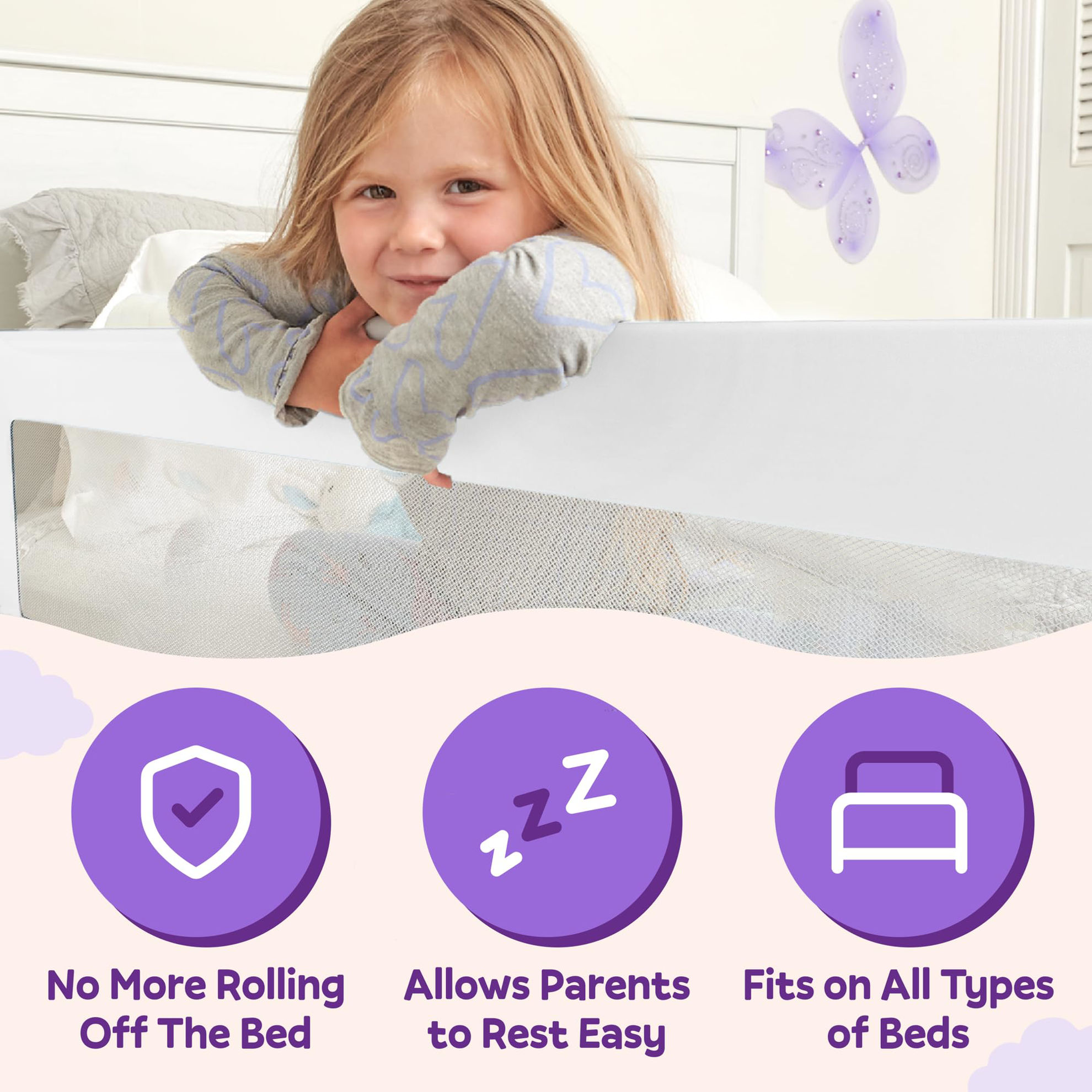 GetUSCart- ComfyBumpy Extra Long Toddler Bed Rails - Baby Bed Rail ...