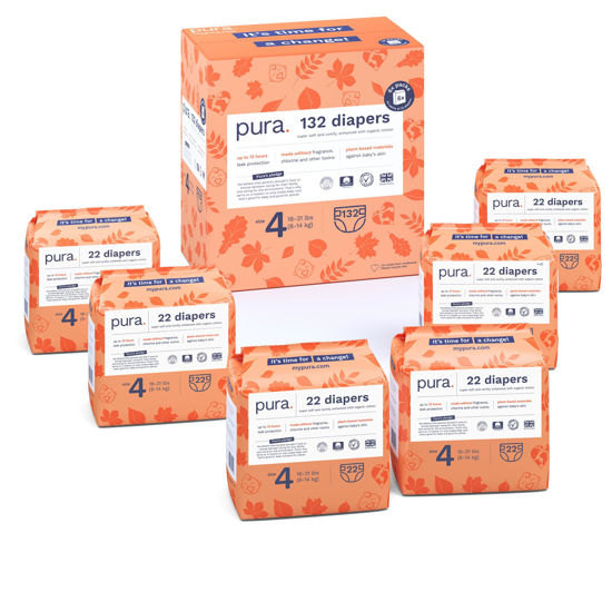 GetUSCart- Pura Size 4 Eco-Friendly Diapers (18-31 lbs) Hypoallergenic ...