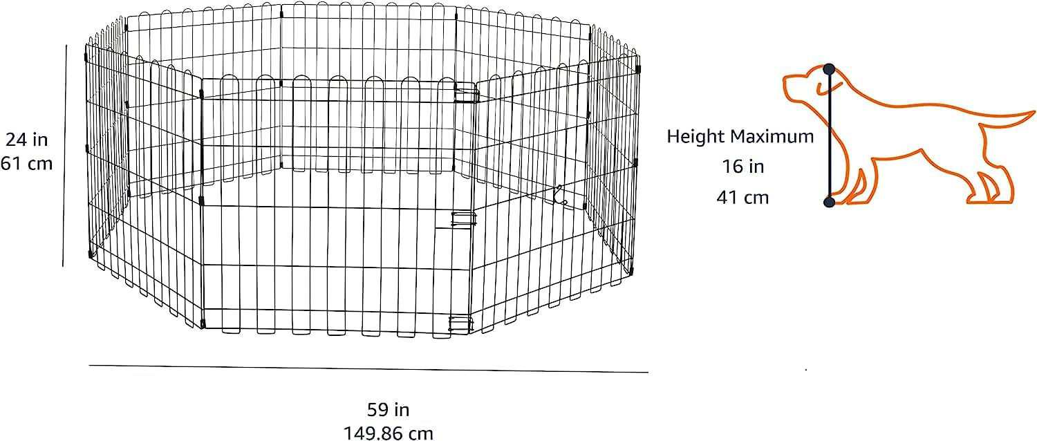 GetUSCart- Amazon Basics Foldable Octagonal Metal Exercise Pet Play Pen ...