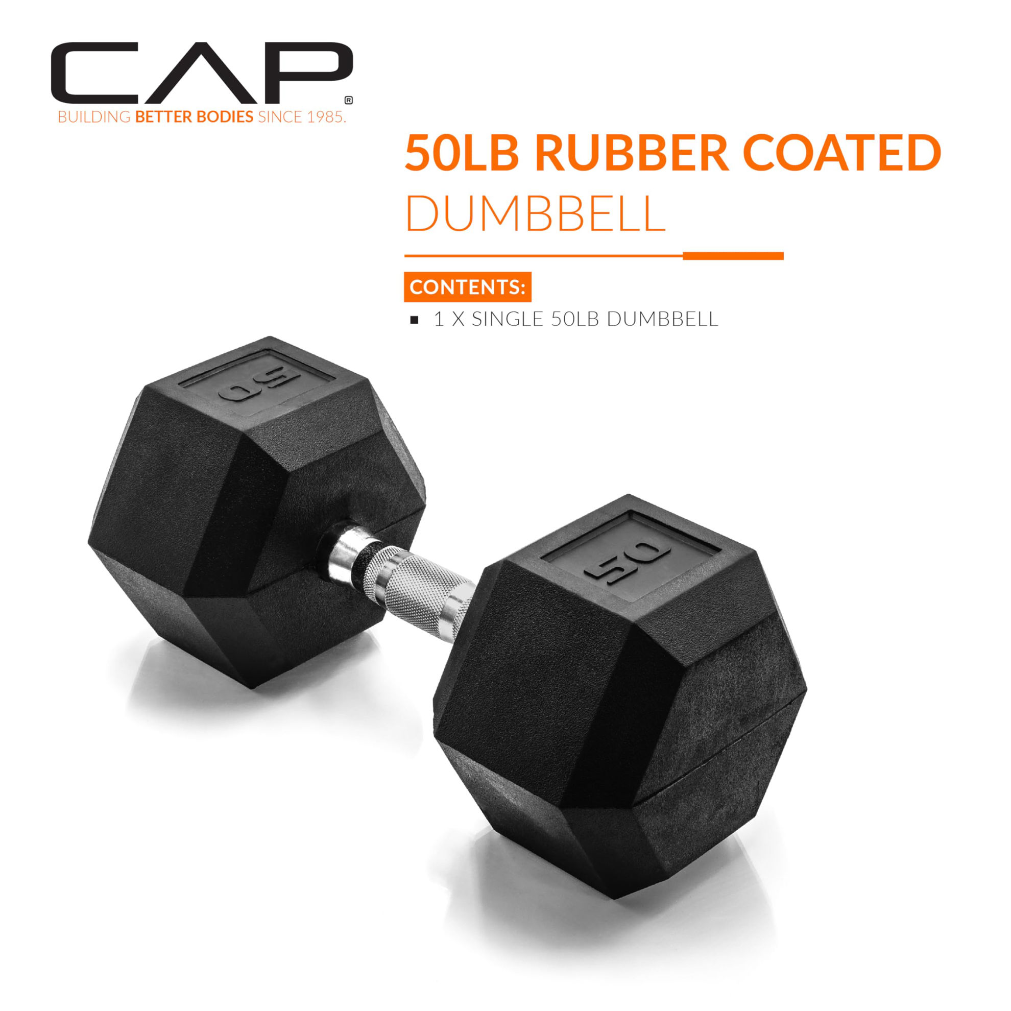 GetUSCart- CAP Barbell 50 LB Coated Hex Dumbbell Weight, New Edition