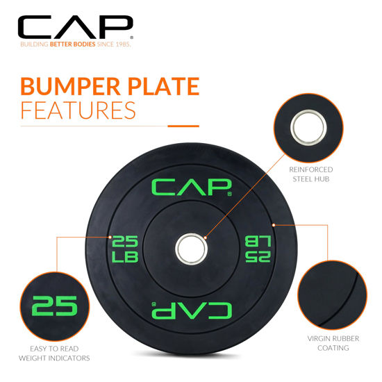GetUSCart- CAP Barbell Budget Olympic Bumper Plate Set with Green Logo ...