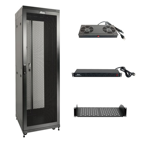 GetUSCart- TECMOJO Fully Assembled 42U Network Cabinet AV Rack Black 31.5inch DEEP 4 Post Server ...