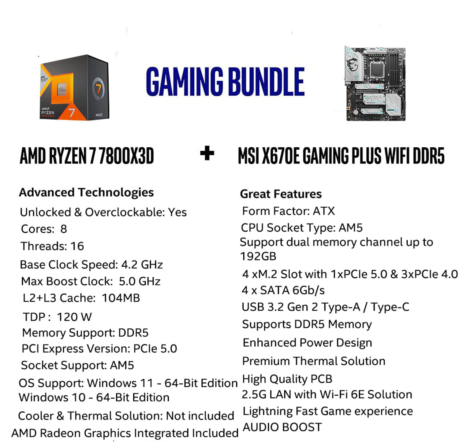 GetUSCart- Micro Center AMD Ryzen 7 7800X3D CPU Processor Bundle with ...