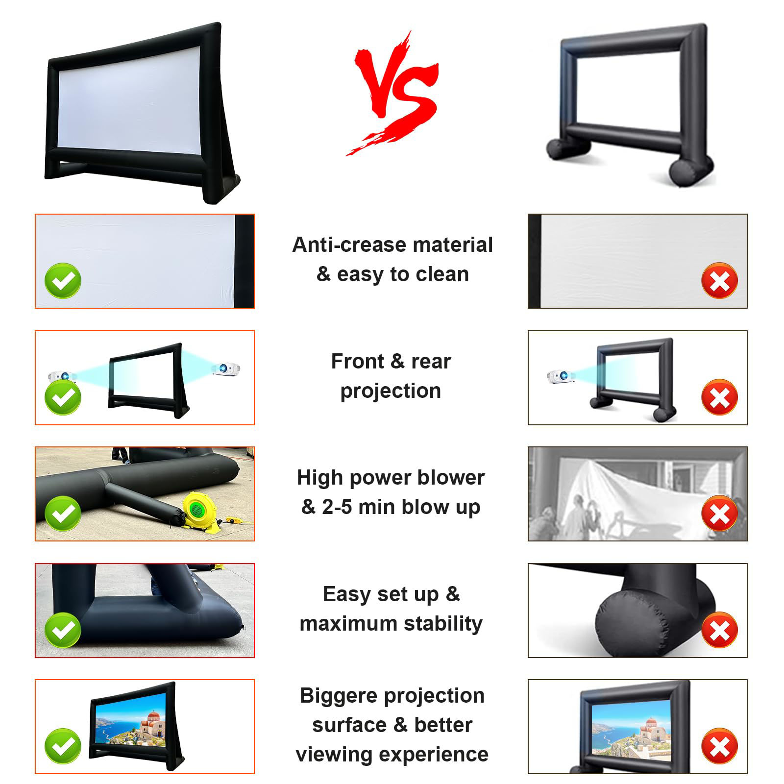 GetUSCart- Inflatable Projector Screen, 24ft Inflatable Movie Screen ...