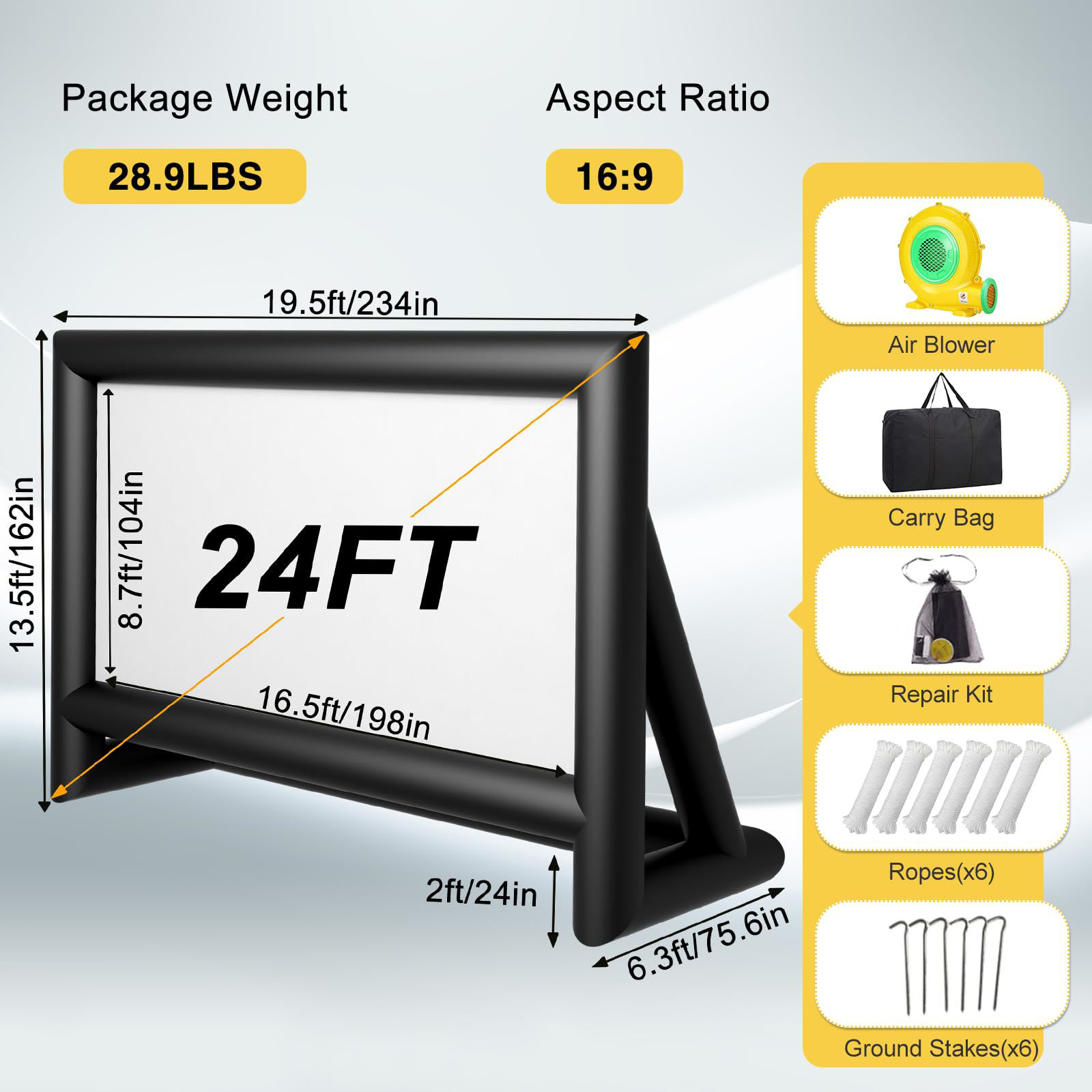 GetUSCart- Inflatable Projector Screen, 24ft Inflatable Movie Screen ...