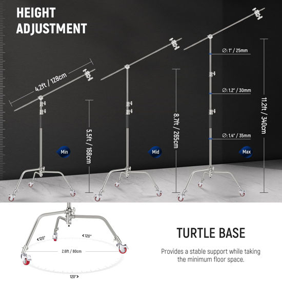 GetUSCart- NEEWER C Stand with Boom Arm Pro 100% Stainless Steel, Max ...