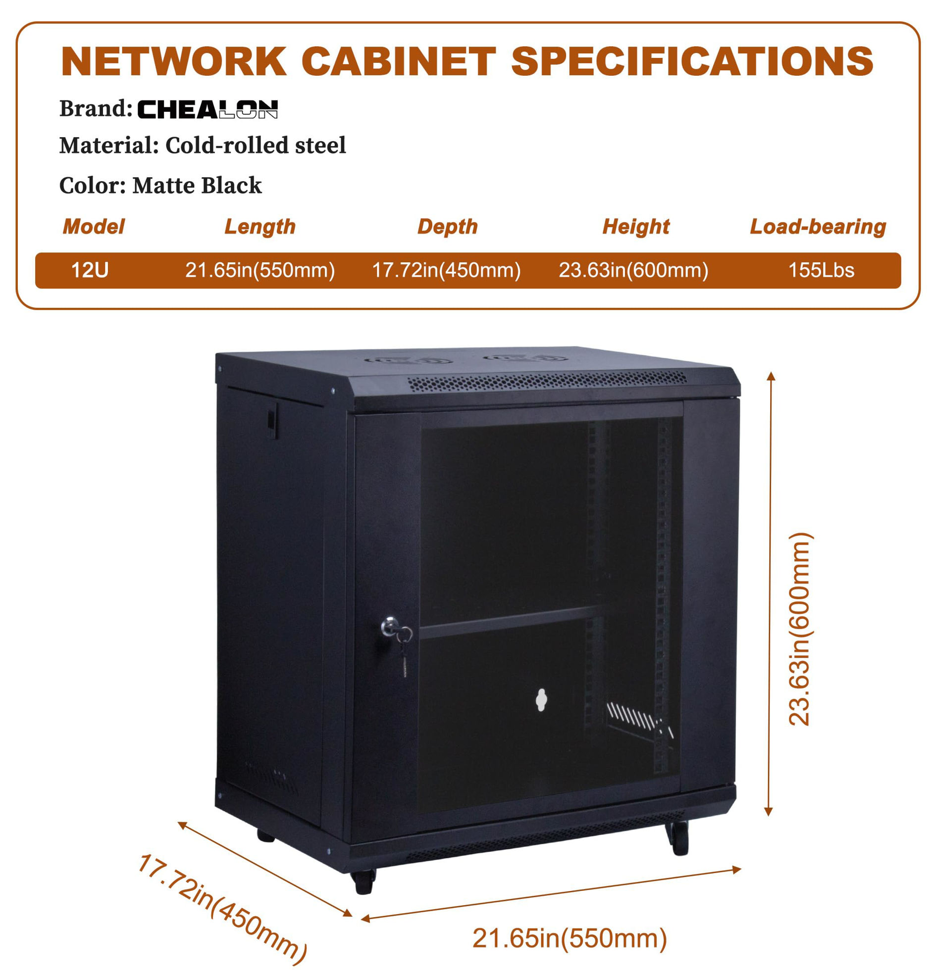 GetUSCart- CHEALON 12U Wall Mount Rack - Versatile Server Rack for IT ...
