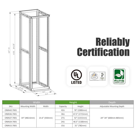 GetUSCart- Raising Electronics Server Rack 4 Post Open Rack Frame Rack ...