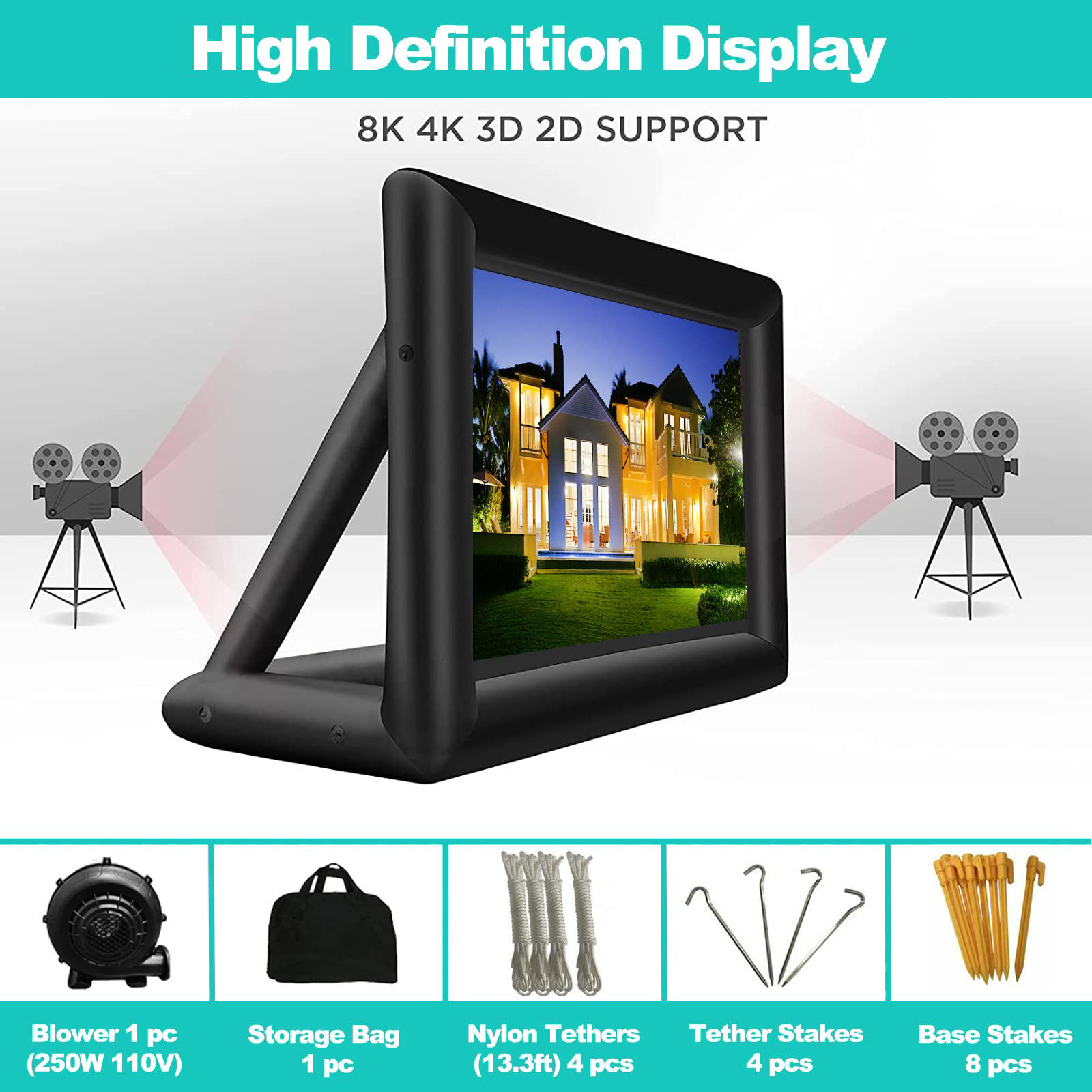 GetUSCart- GYUEM 20 feet Inflatable Portable Projector Movie Screen ...