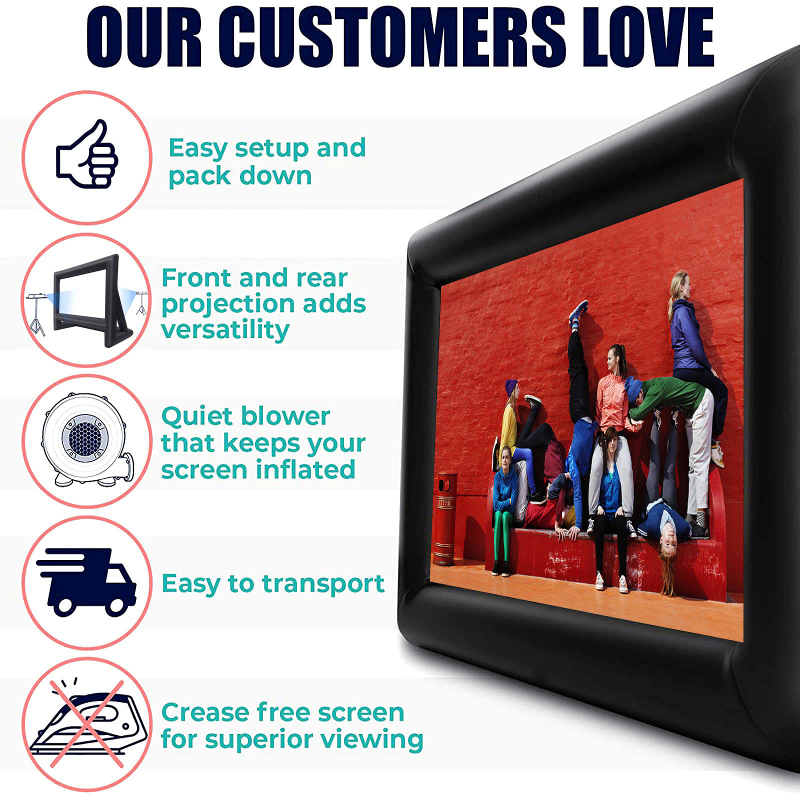GetUSCart- GYUEM 20 feet Inflatable Portable Projector Movie Screen ...