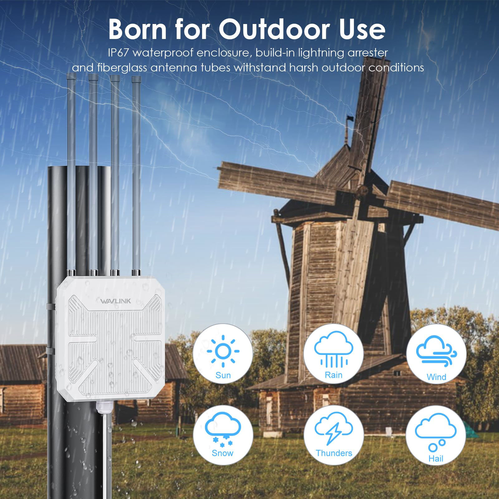 GetUSCart- WAVLINK AX1800 Outdoor WiFi 6 Extender, Long Range WiFi ...