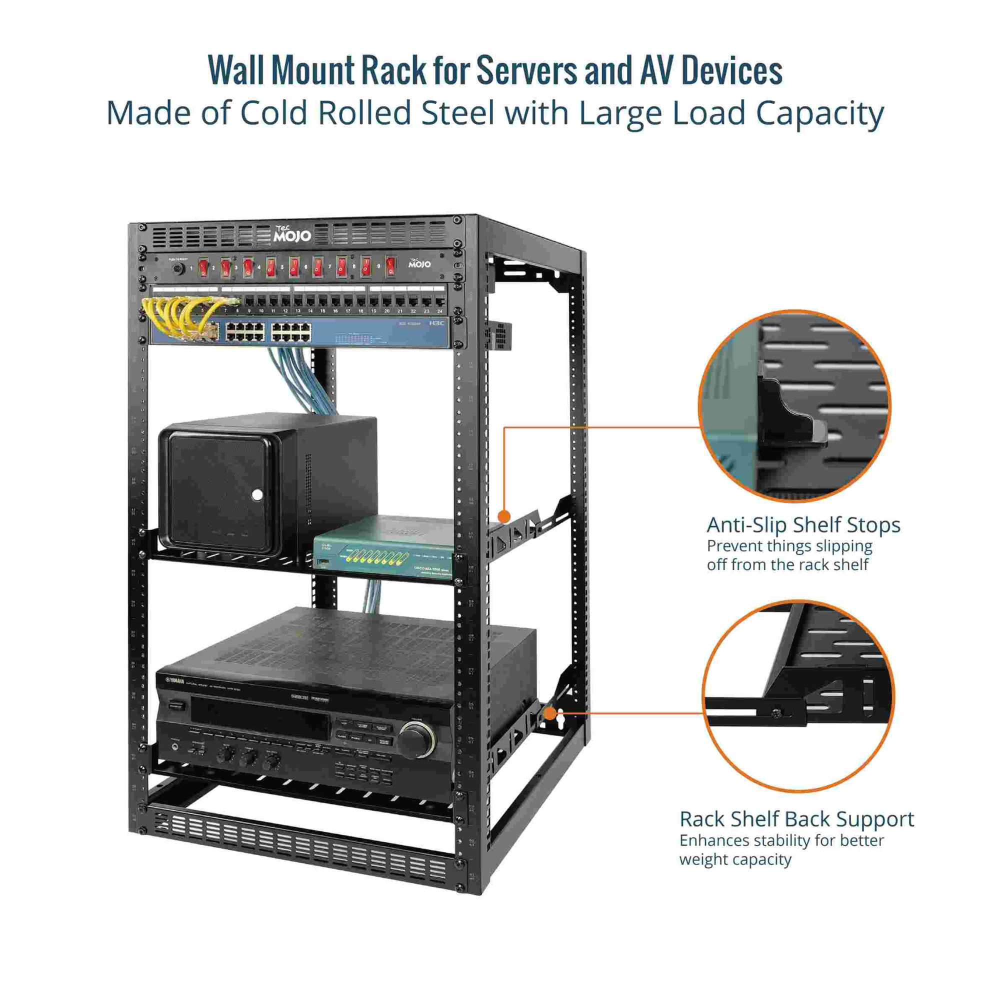 GetUSCart- Tecmojo 20U Open Frame Network Rack for Servers & AV Gear,Server Rack Floor Standing ...