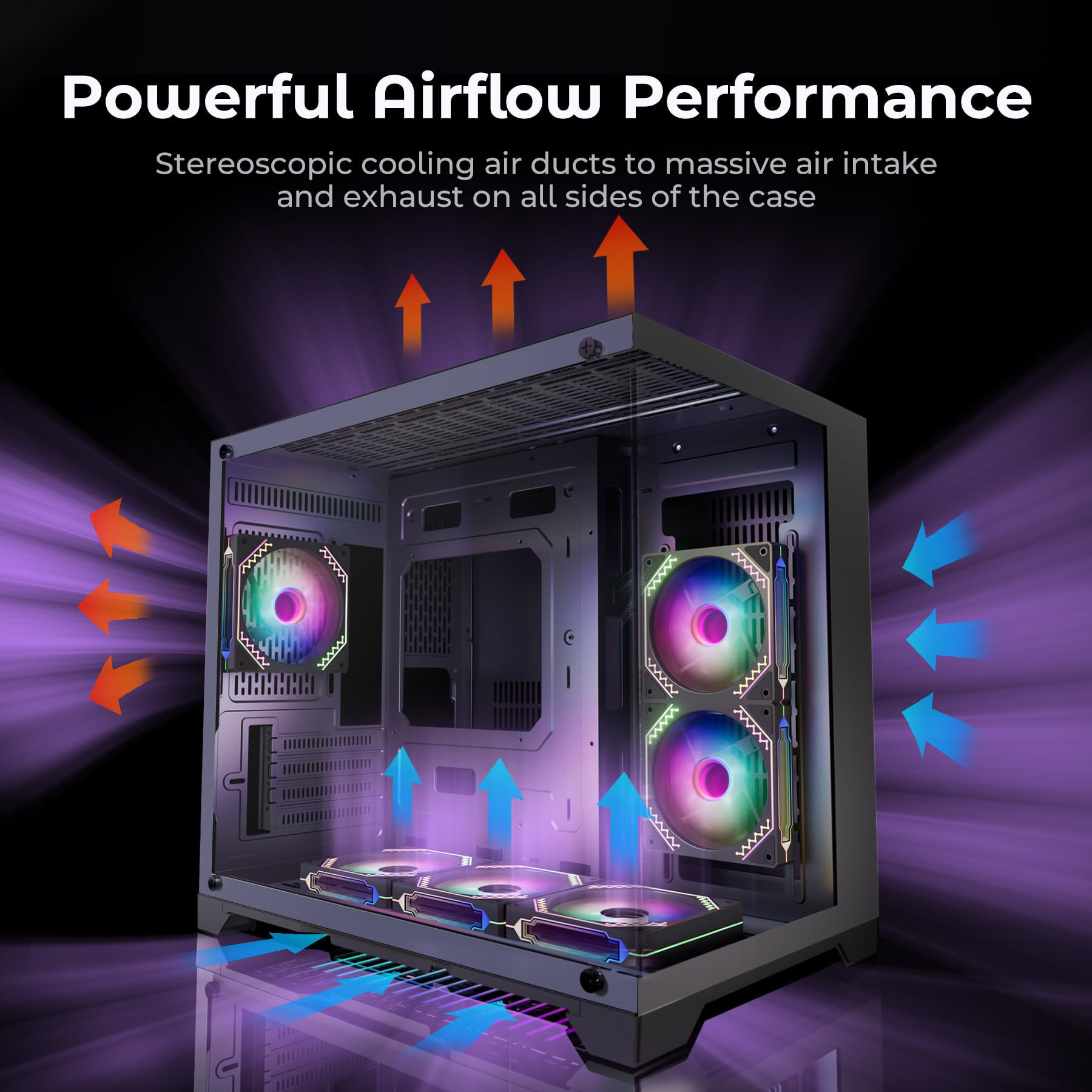 GetUSCart- Pixbyto MATX PC Case with 6 ARGB Fans Pre-Installed ...