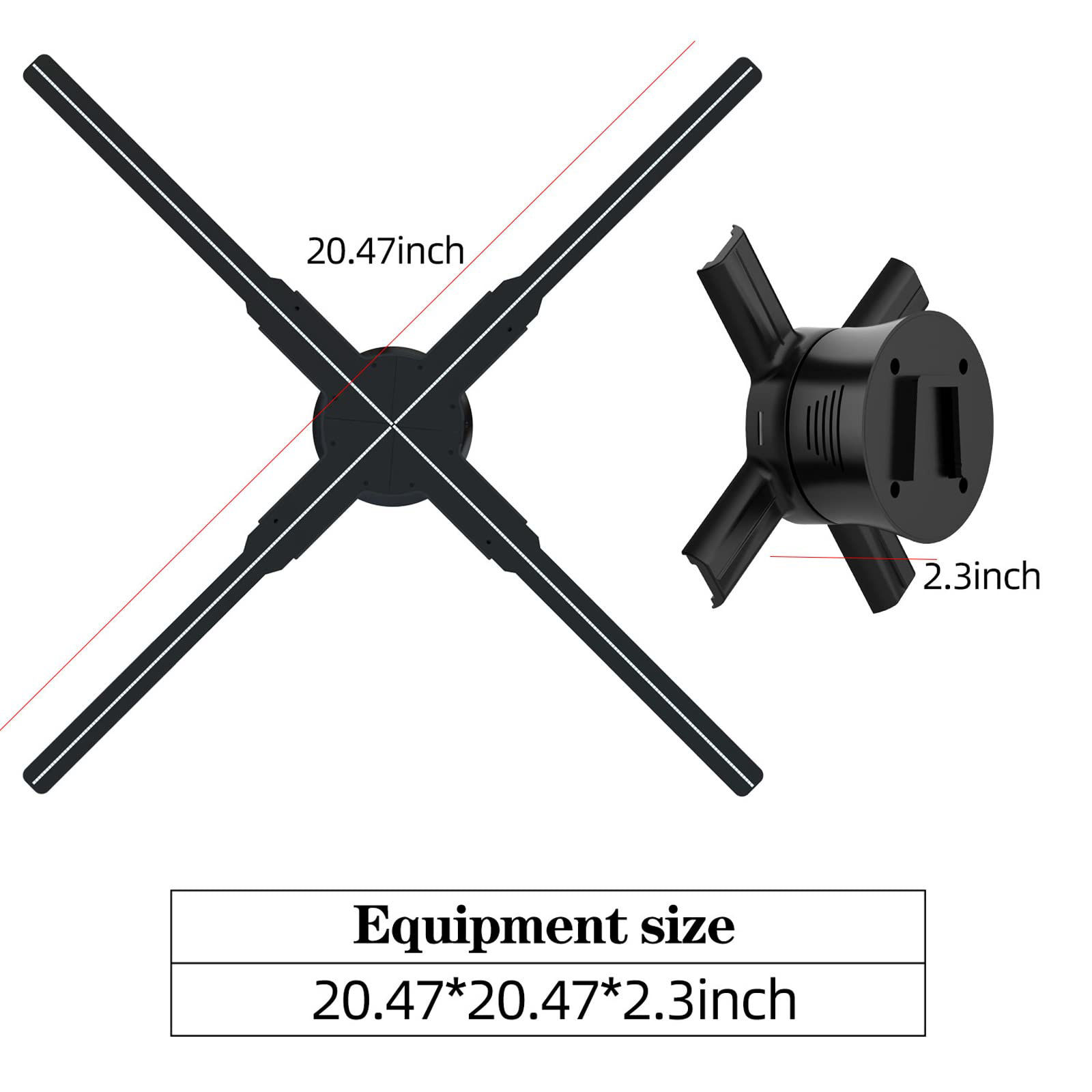 GetUSCart- 3D Hologram Fan, 52cm 3D Hologram Projector HD LED 2000*1444PX ResolutionAdvertising ...