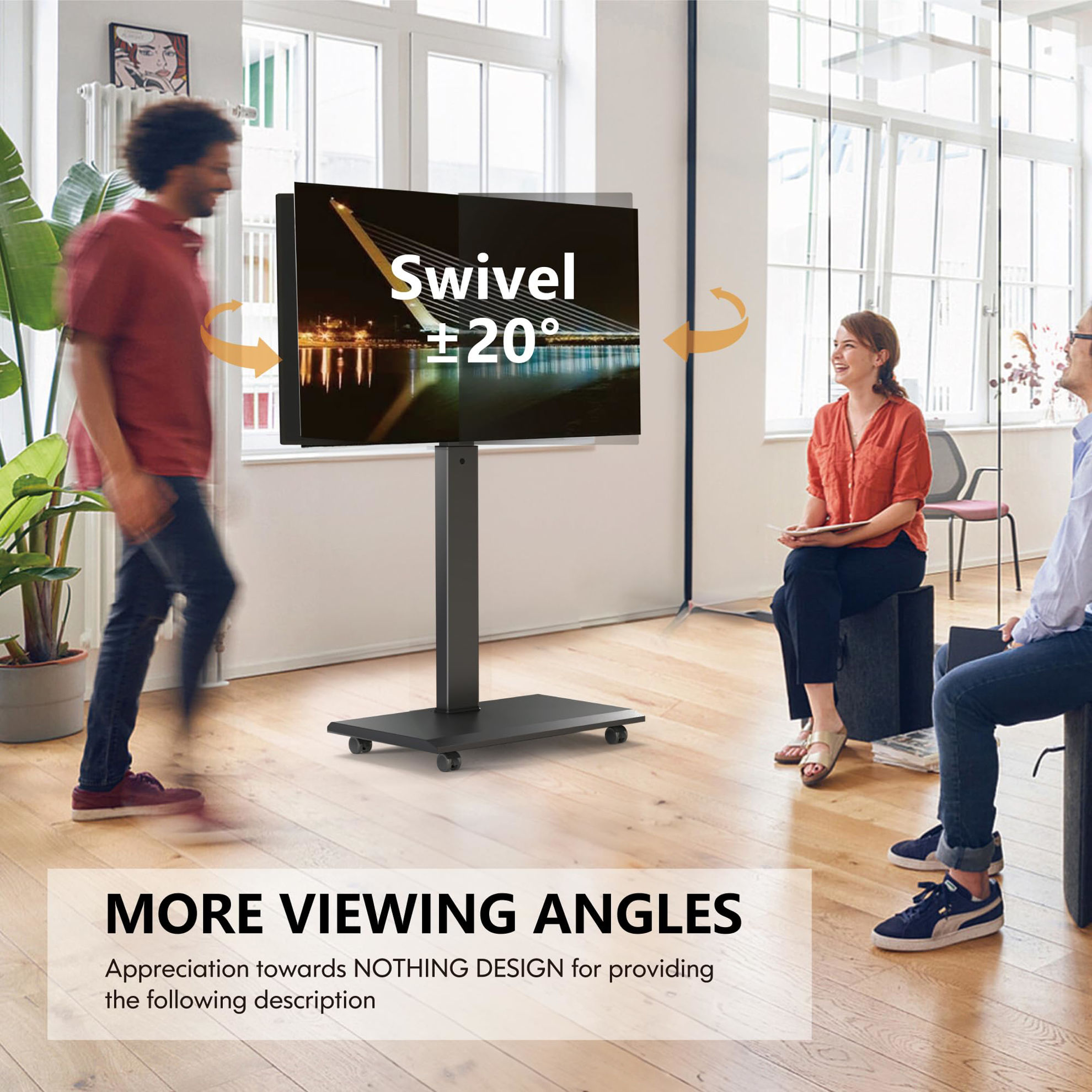 GetUSCart- FITUEYES Rolling TV Stand - Portable Mobile TV Cart on ...