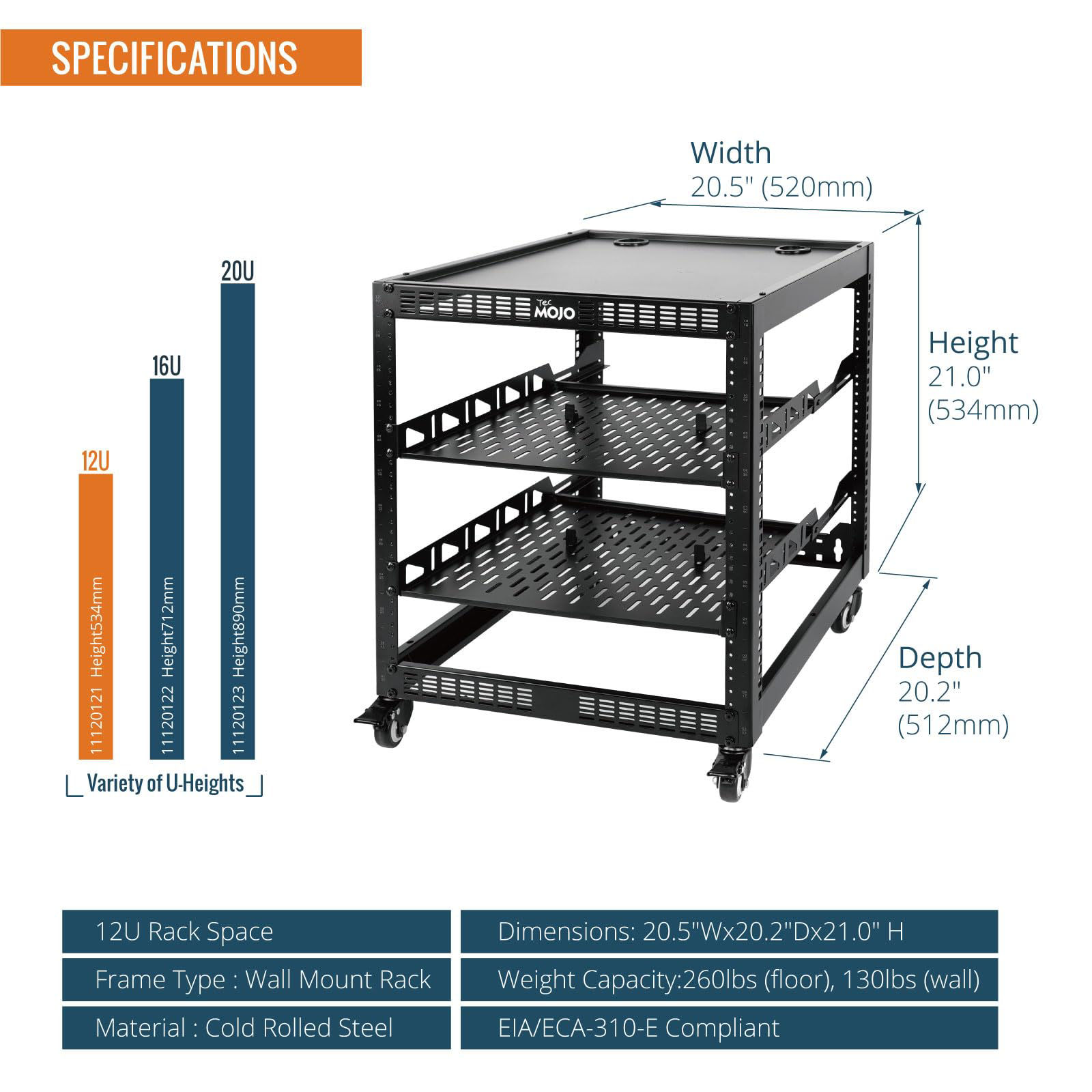 GetUSCart- Tecmojo 12U Open Frame Network Rack for Servers&AV Gear, Server Rack 4-Post with ...