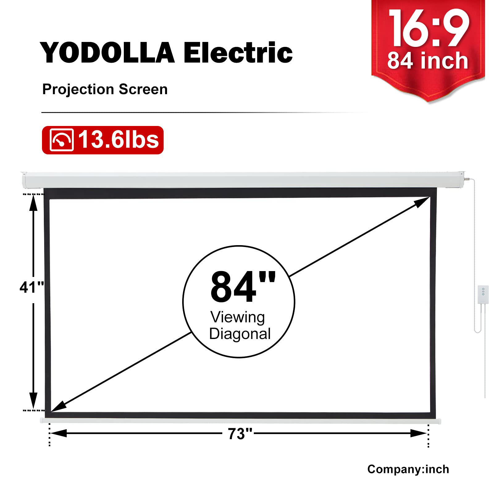 GetUSCart- YODOLLA 84inch Motorized Projection Screen, 16:9 4K 3D HD ...
