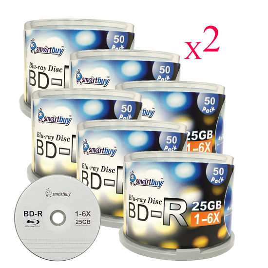 GetUSCart- Smartbuy 600 Pack Bd-r 25gb 6X Blu-ray Single Layer Recordable Disc Logo Top Blank ...
